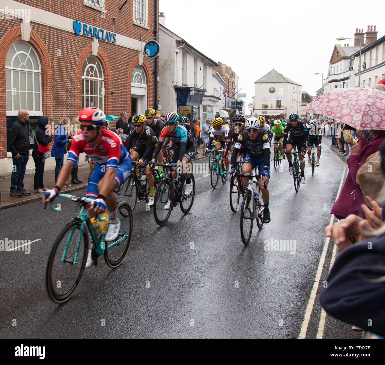 Sidmouth, Devon, 9th Sept 16 A rainy start for stage 6 of the Tour of ...