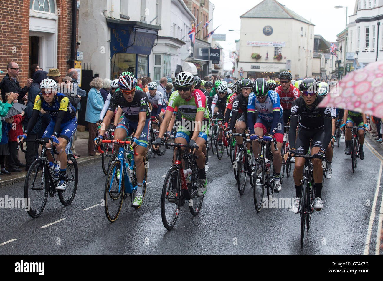 Sidmouth, Devon, 9th Sept 16 A rainy start for stage 6 of the Tour of ...