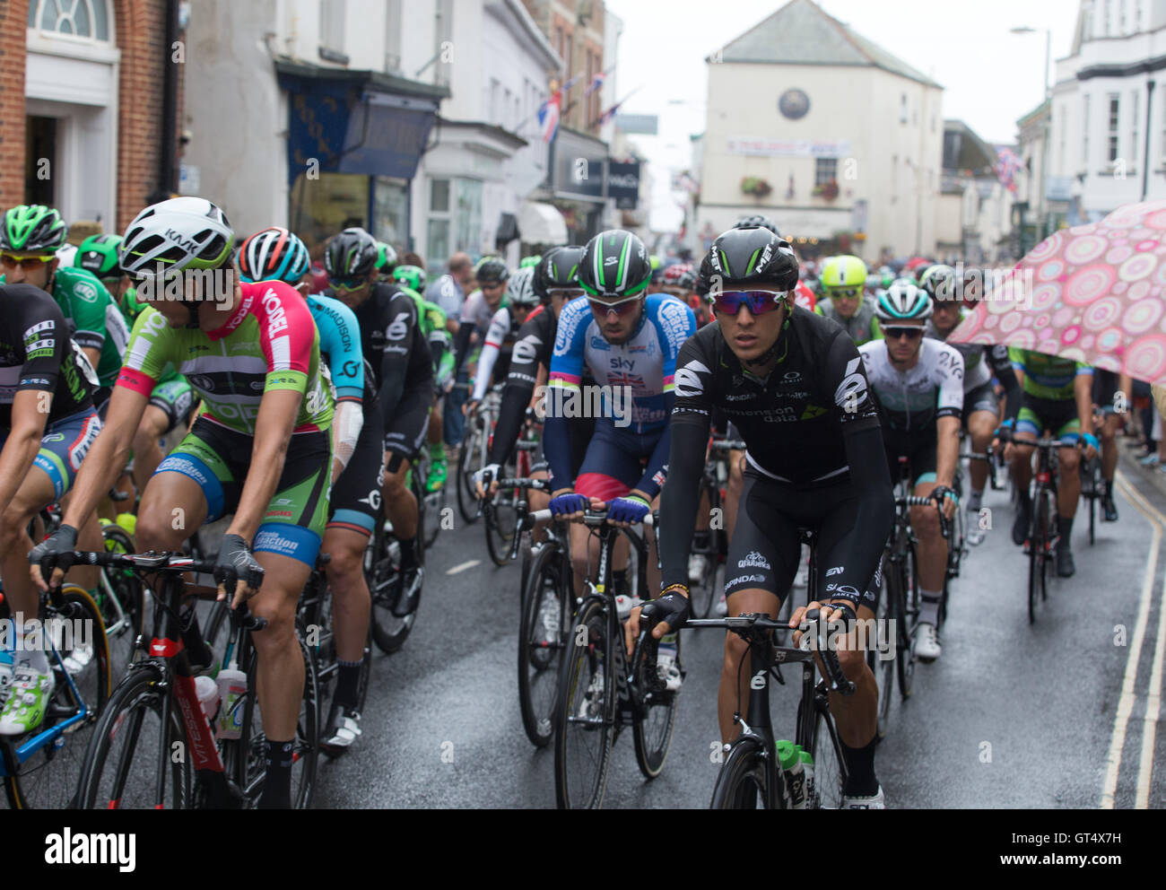 Sidmouth, Devon, 9th Sept 16 A rainy start for stage 6 of the Tour of ...