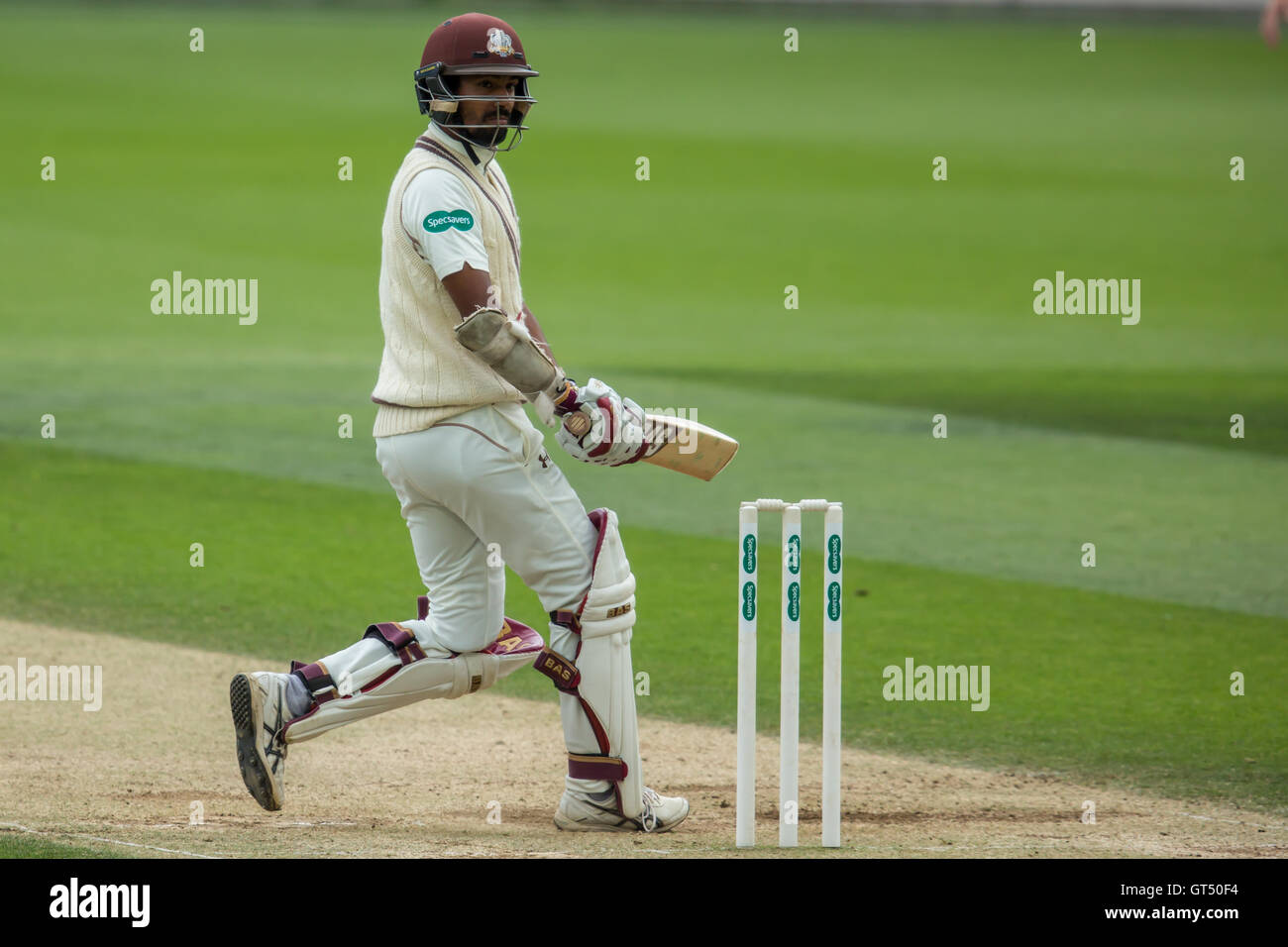 London, UK. 9th Sep, 2016. Arun Harinath batting for Surrey on day four ...