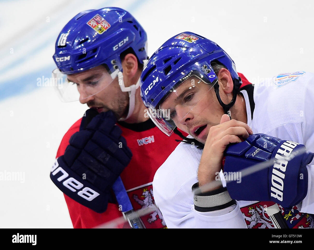 Prague, Czech Republic. 09th Sep, 2016. Hockey players Michal Birner ...