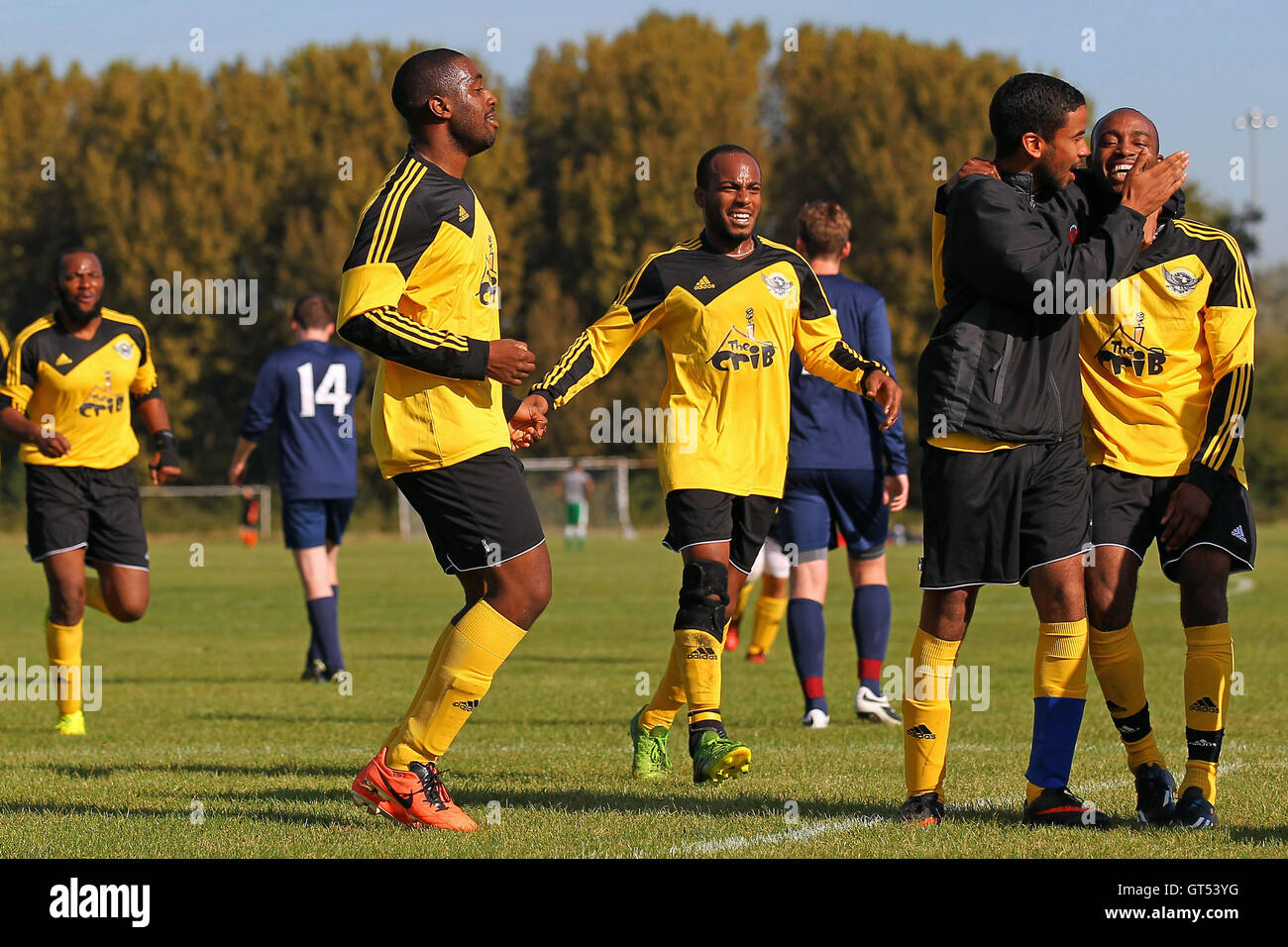 Boroughs United celebrates their first goal - Bocca Albion (blue/white ...