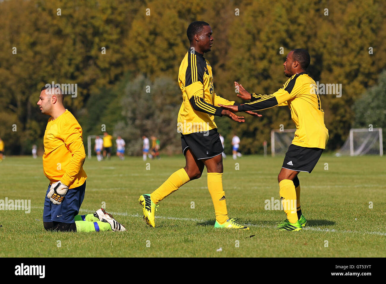 Boroughs United celebrates their second goal - Bocca Albion (blue/white ...