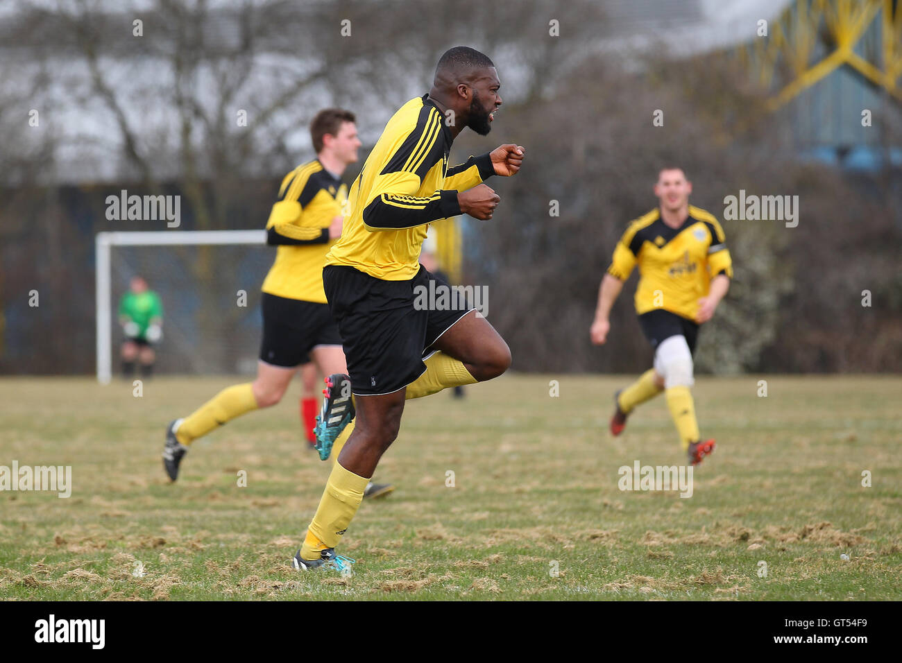 Boroughs celebrate their first goal - Boroughs United (yellow) vs Top ...