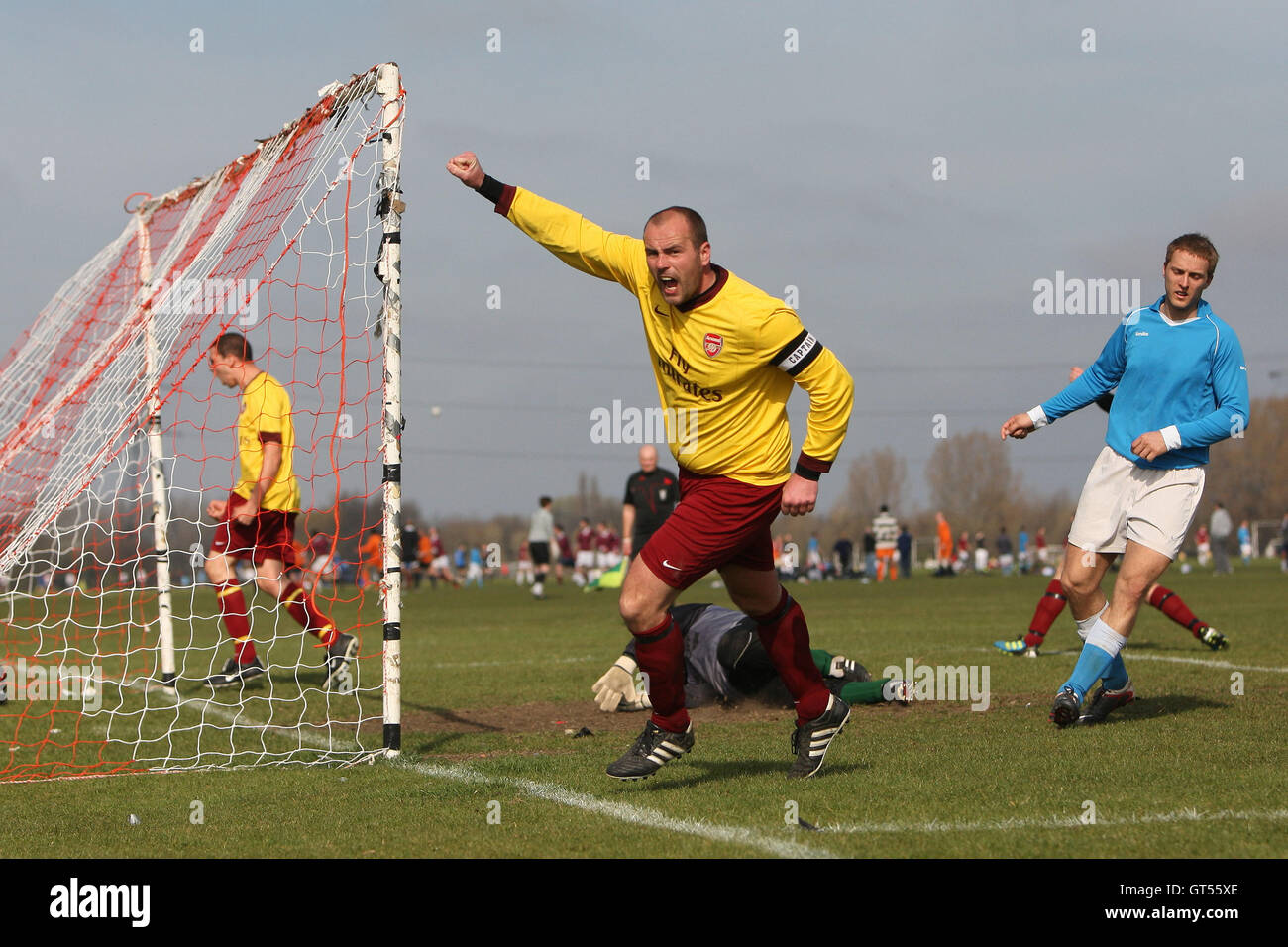 Chapel score their first goal and celebrate - Chapel Old Boys (yellow ...
