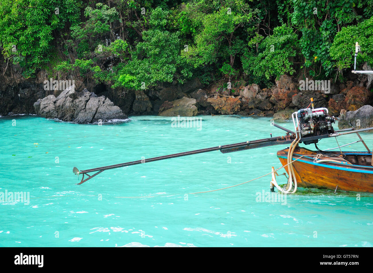 A primitive outboard motor used to power wooden boats in and around the ...