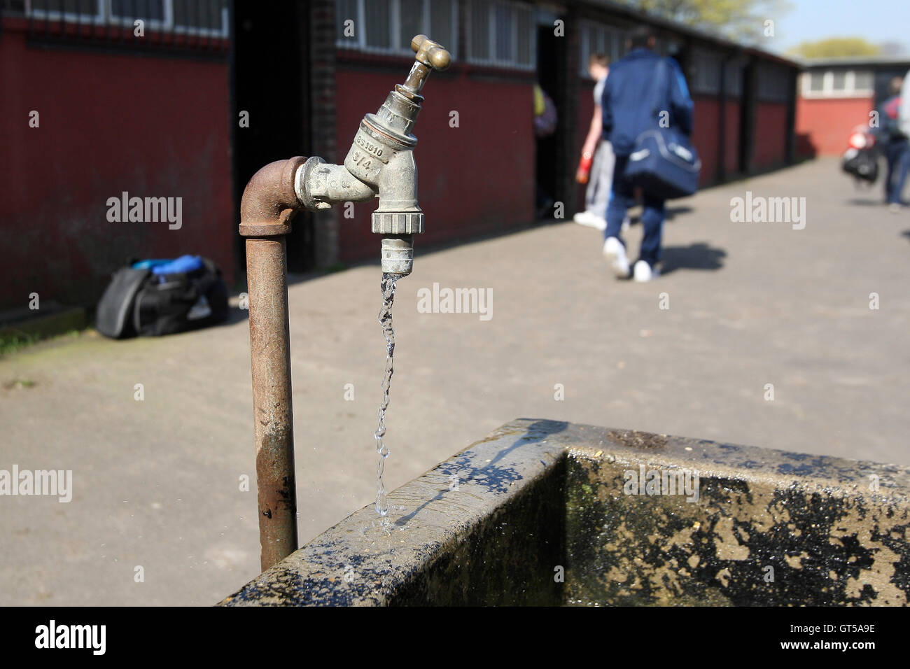 A tap drips into the water trough in the dressing room block at East ...