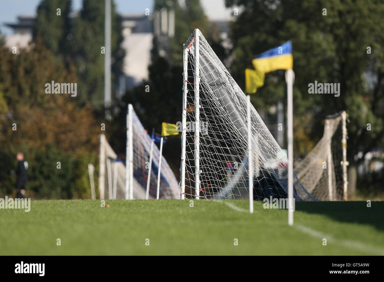General view of goal posts on the East Marsh - Hackney & Leyton Sunday ...