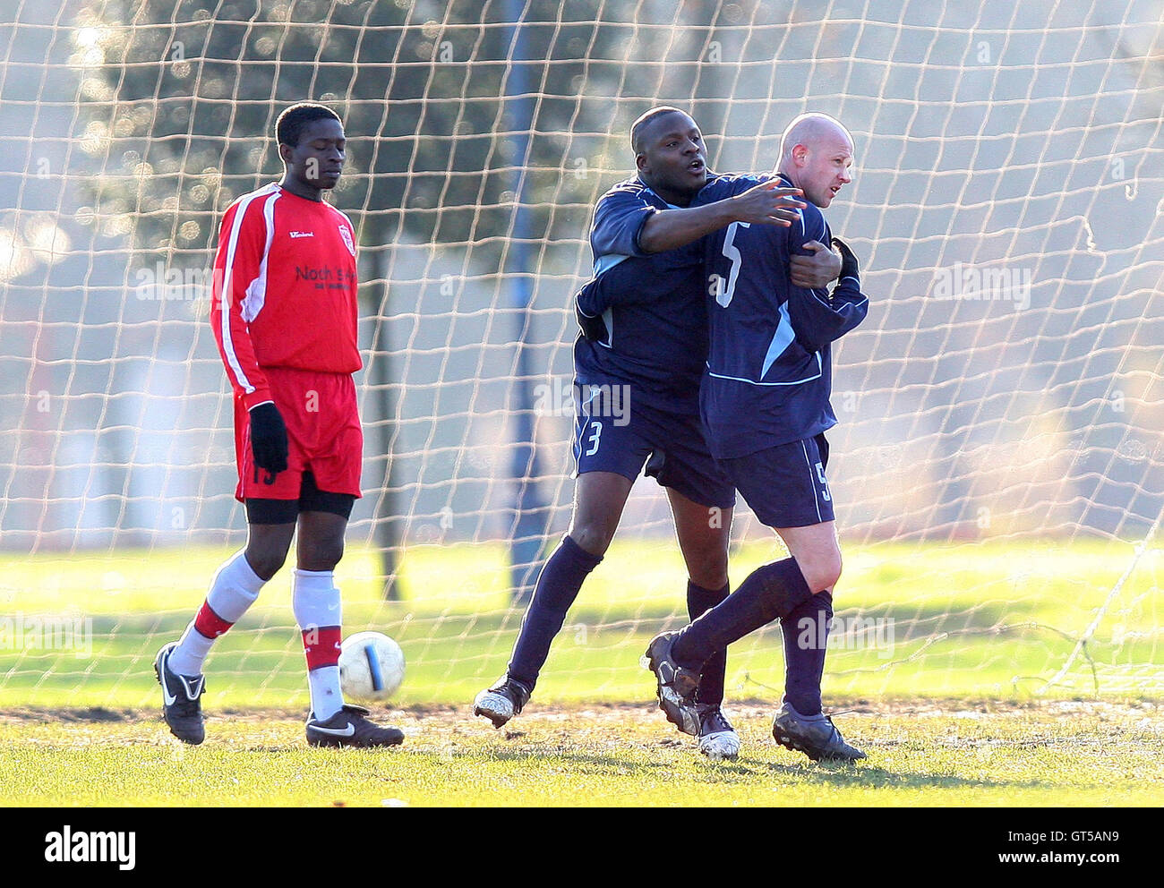 Eureka score their first goal and celebrate - Eureka (blue) vs Irawo ...