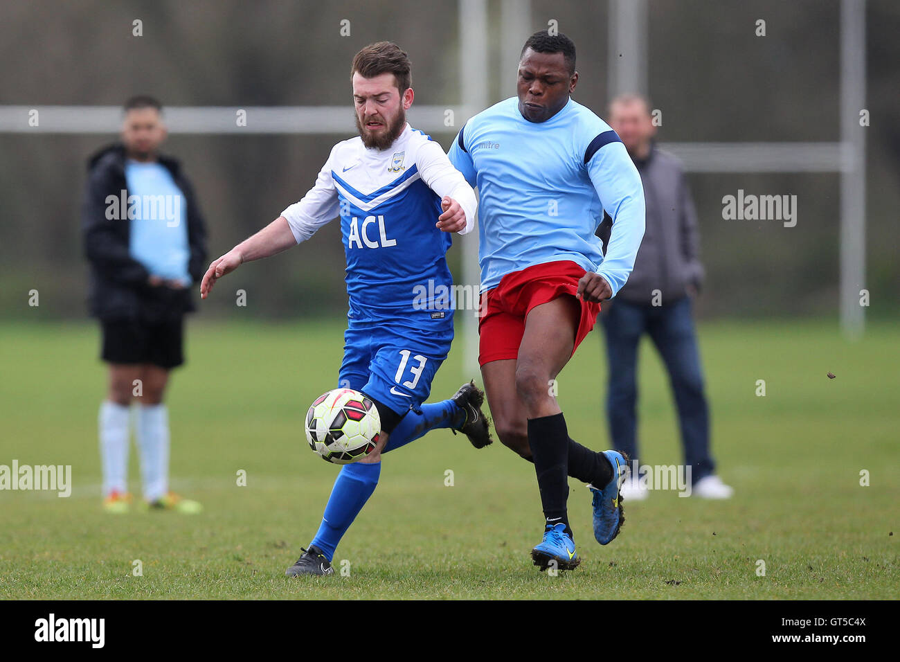 FC Krystal (blue/white) vs Newcresse - Hackney & Leyton Sunday League Football at South Marsh ...