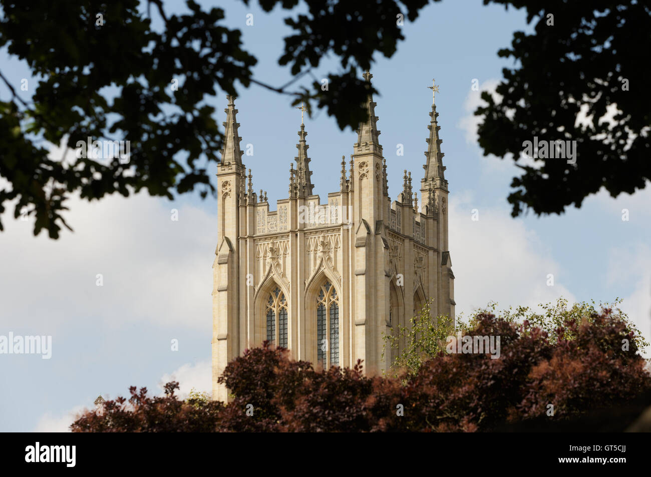 Stone tower and finials of St Edmundsbury Cathedral Bury St Edmunds ...
