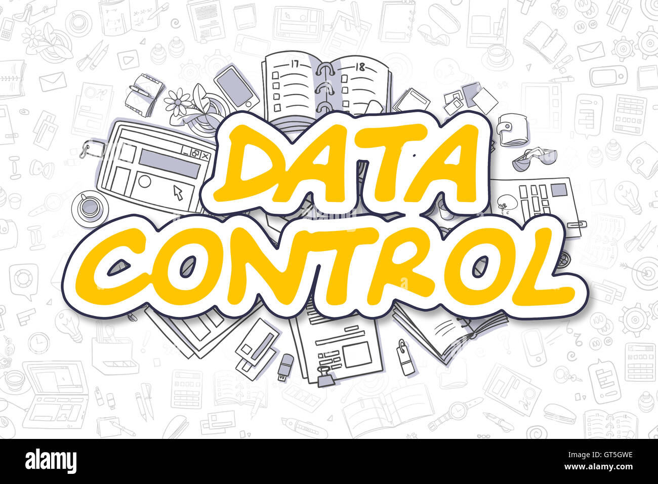 Data Control - Doodle Yellow Word. Business Concept Stock Photo - Alamy