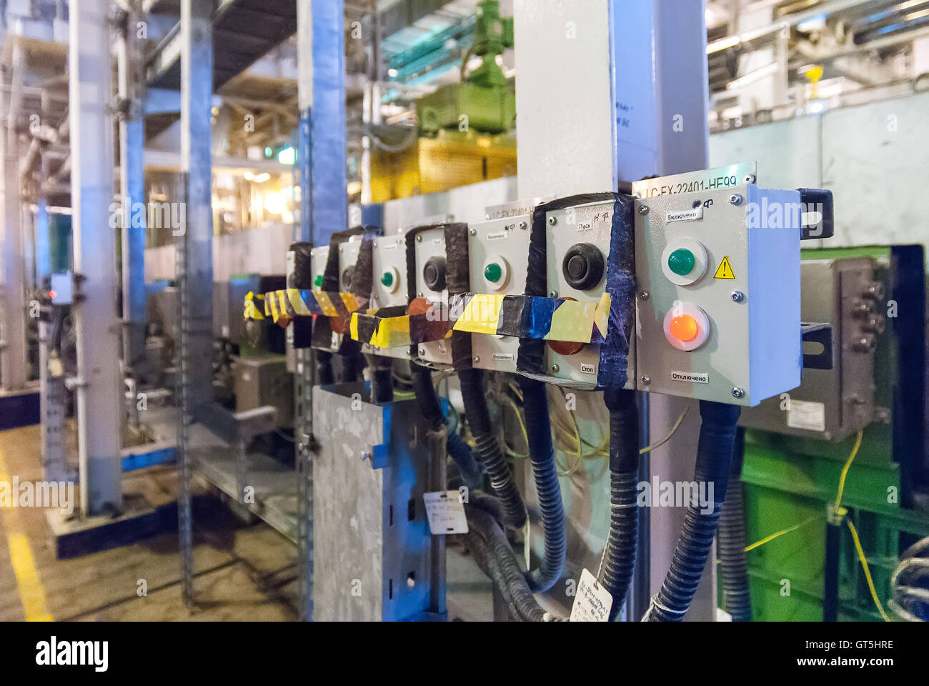 Electrical control panel of extruder machine Stock Photo - Alamy