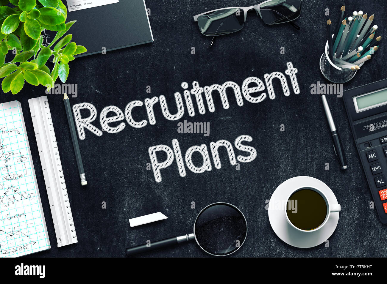 Recruitment Plans on Black Chalkboard. 3D Rendering Stock Photo - Alamy