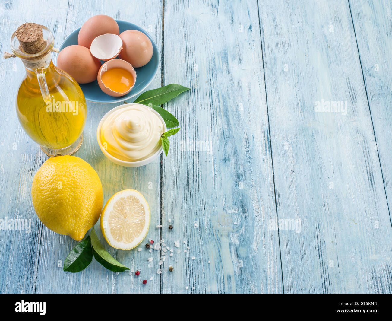 Natural mayonnaise ingredients and the sauce itself Stock Photo - Alamy