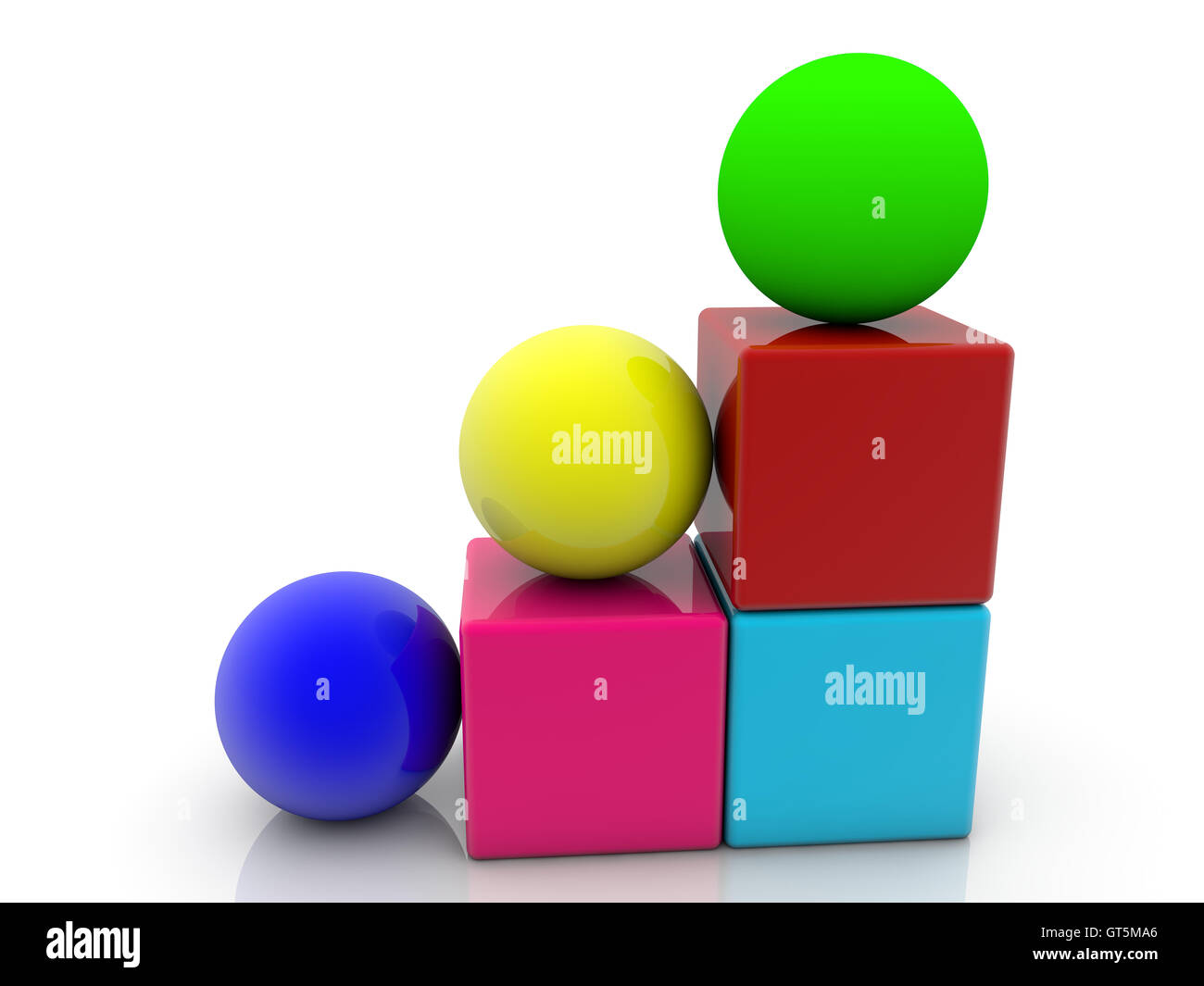 Toy cubes and balls assembled on white Stock Photo - Alamy