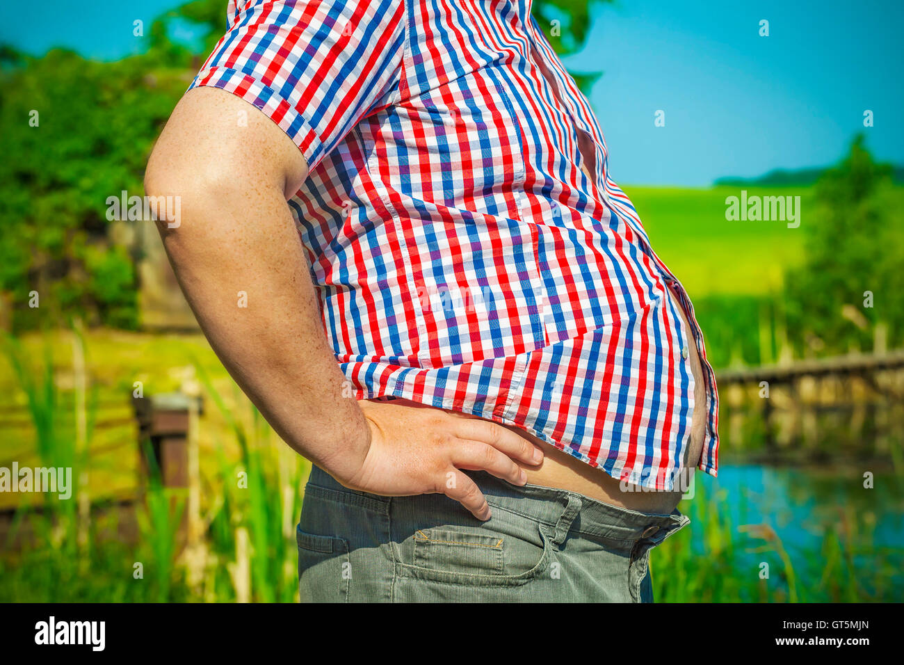 Fat man at outdoor Stock Photo - Alamy