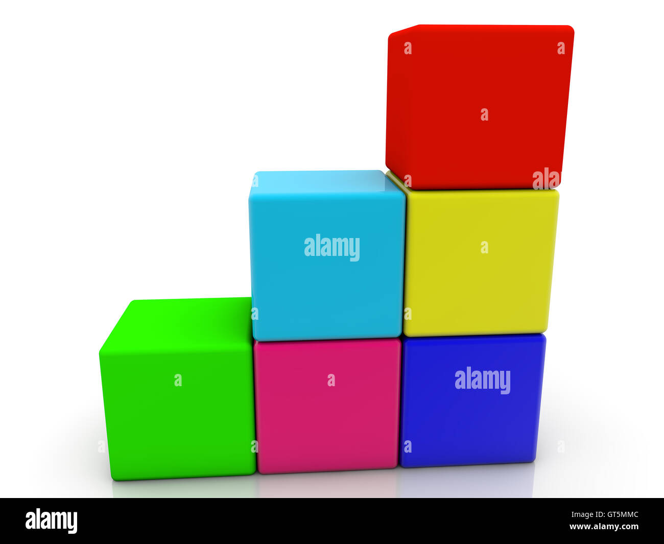 Toy cubes in different colors on white Stock Photo - Alamy