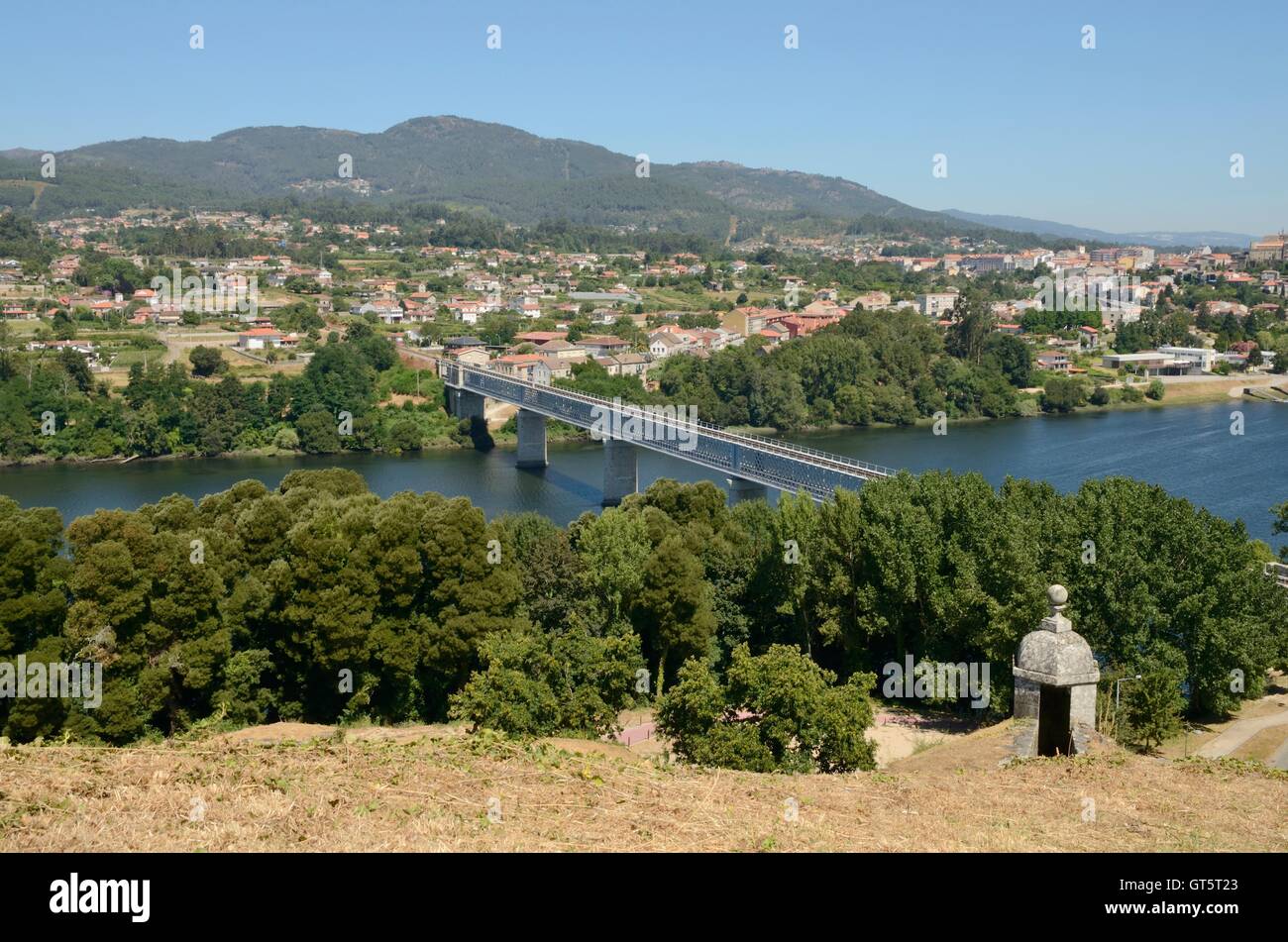 View of the Spanish town of Tuy and the river Miño seen from Valenca in ...