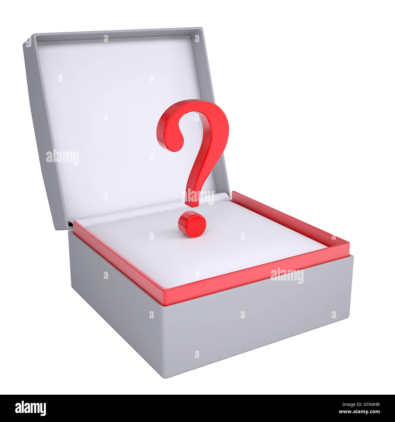 Question in open gift box Stock Photo - Alamy