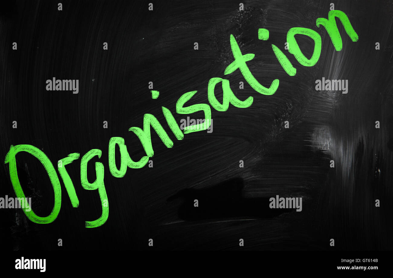 Organisation handwritten with white chalk on a blackboard Stock Photo ...