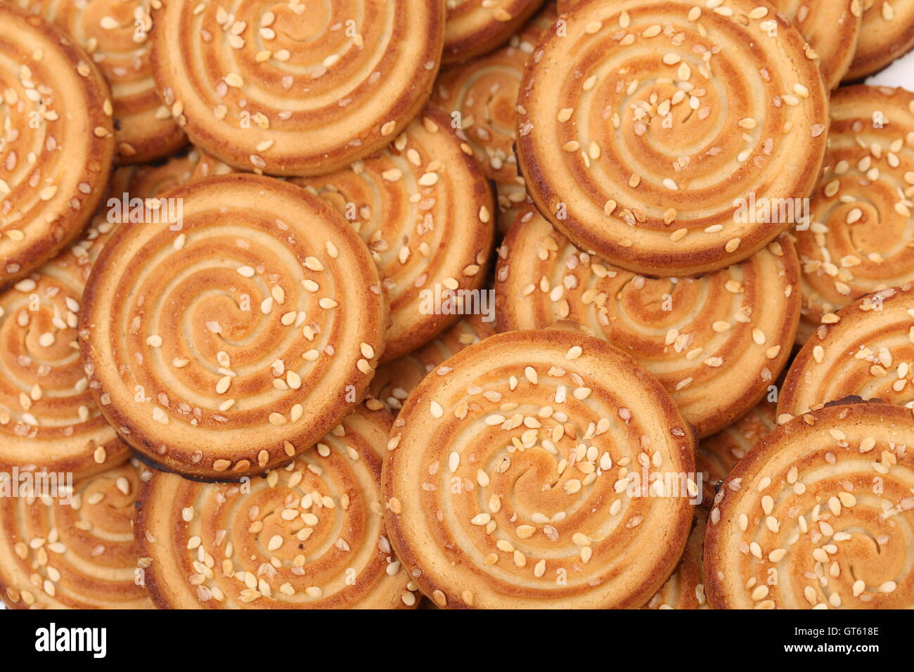 Background of sesame biscuits Stock Photo - Alamy