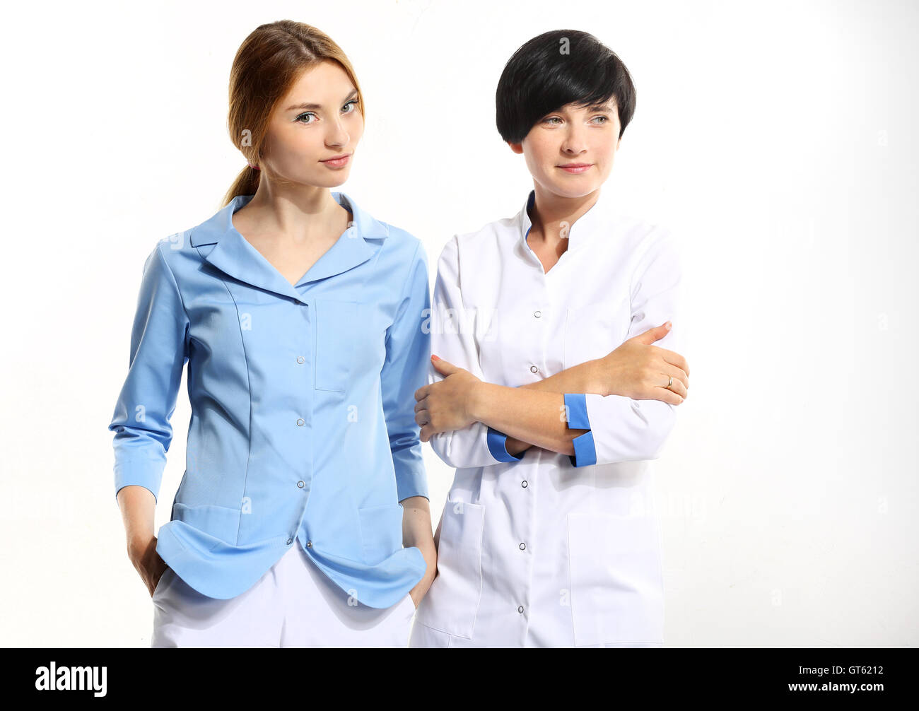 Portrait Of Two Busy Doctors Stock Photo - Alamy