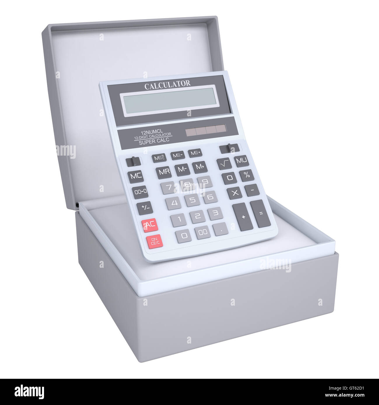 Calculator in open gift box Stock Photo - Alamy