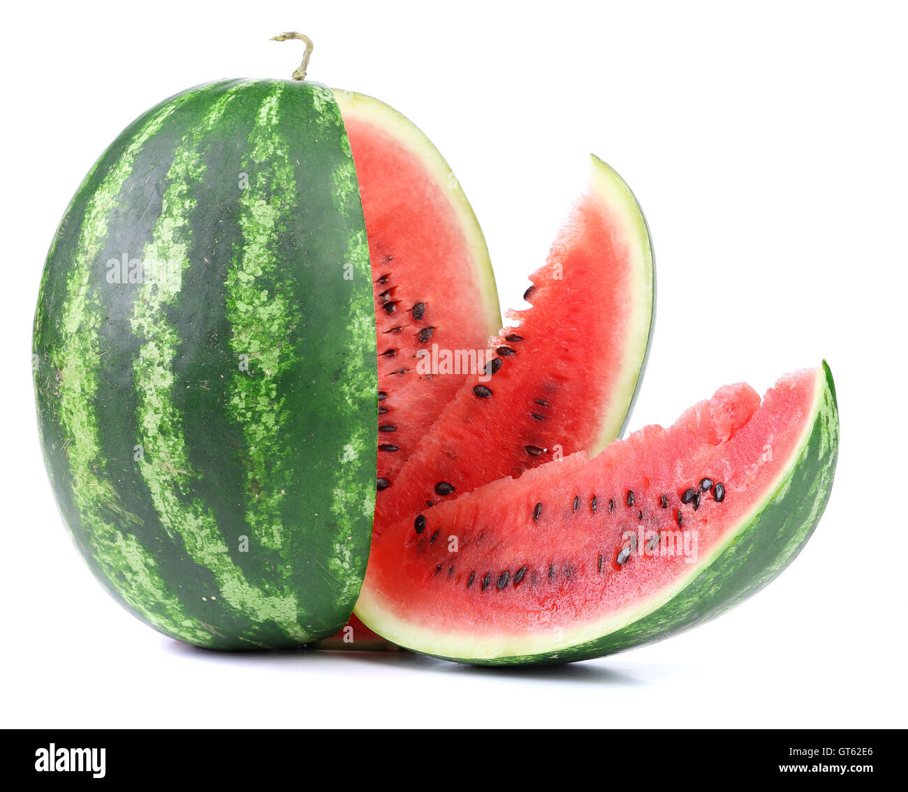 Big ripe watermelon and slices Stock Photo - Alamy
