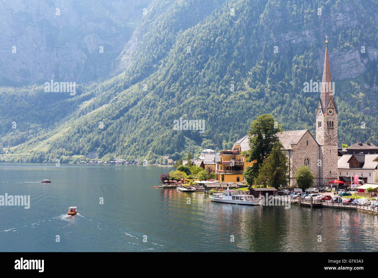 Austria Hallstatt, Classic view of Hallstat Village Stock Photo - Alamy