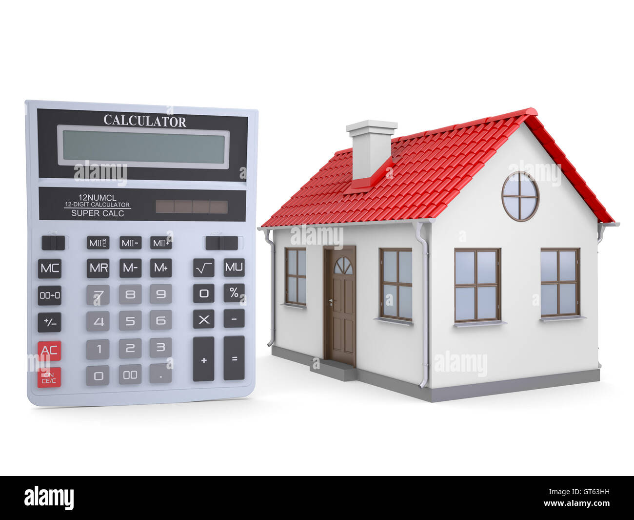 Small house and calculator Stock Photo - Alamy