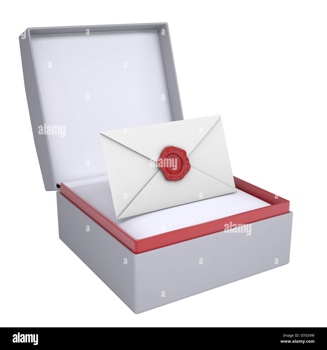 Envelope in open gift box Stock Photo - Alamy