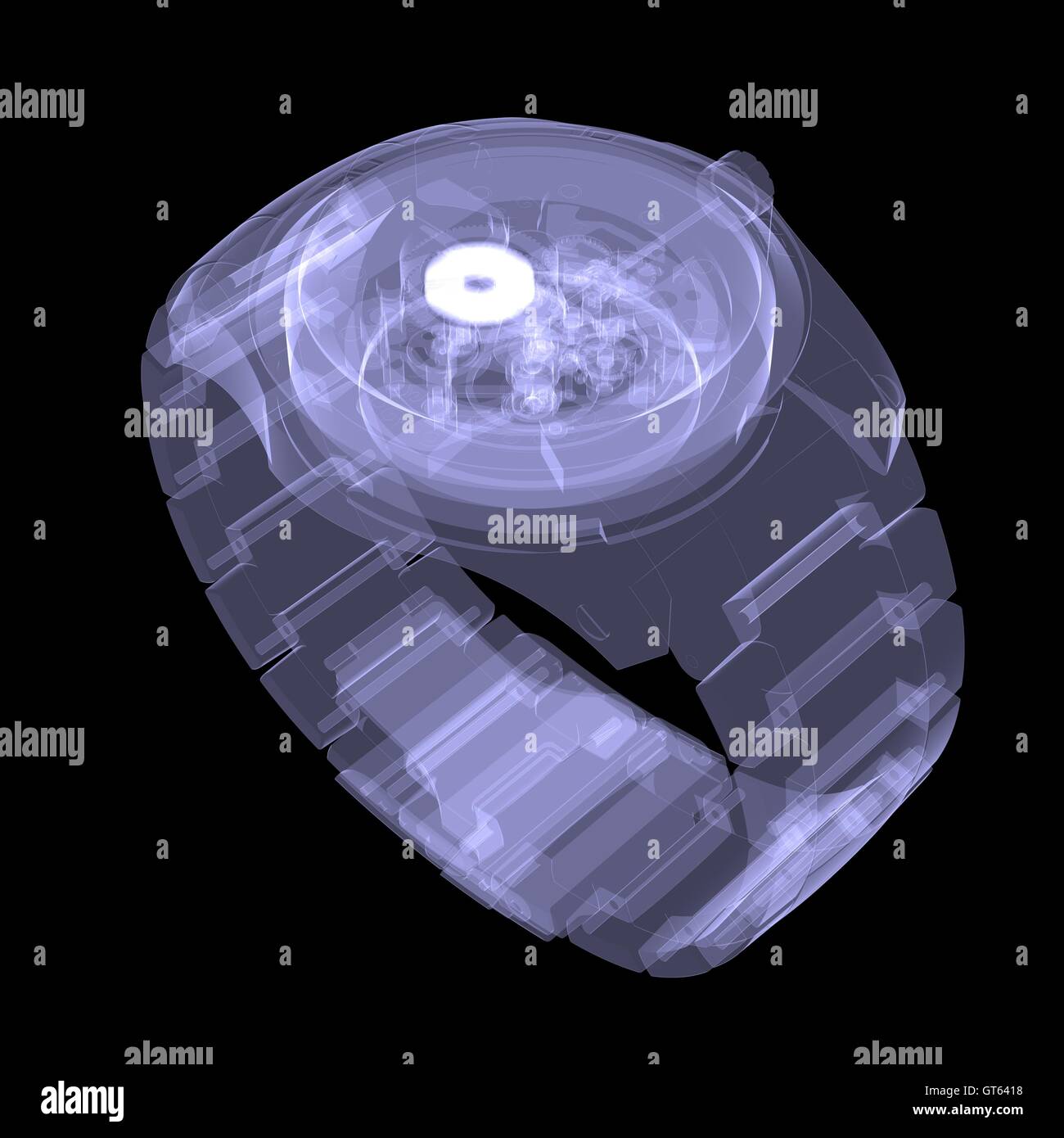 Clock mechanism. X-ray render Stock Photo - Alamy