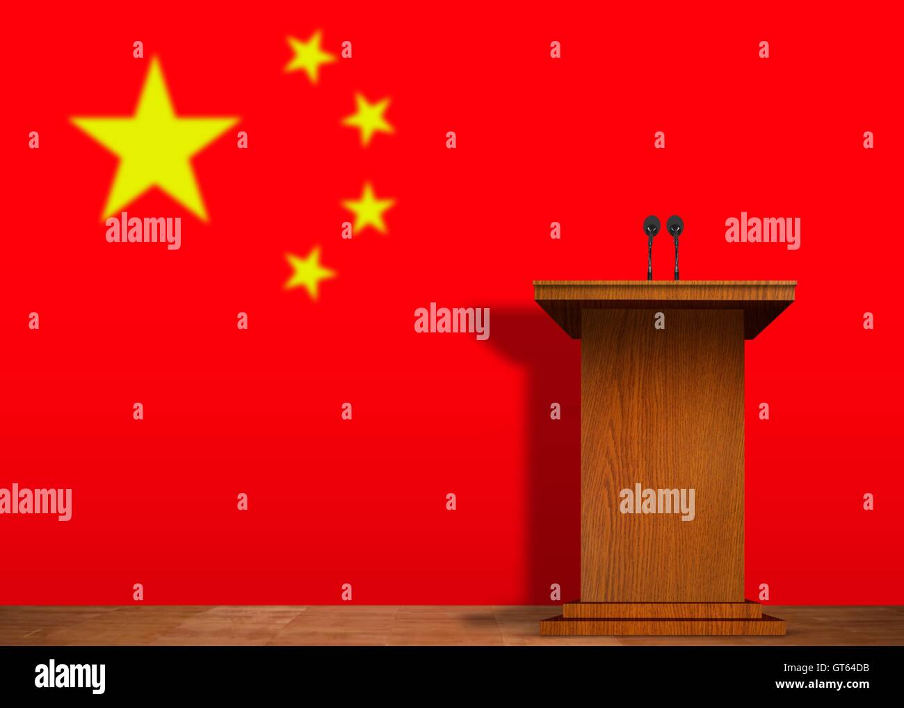 Podium and Chinese flag Stock Photo - Alamy