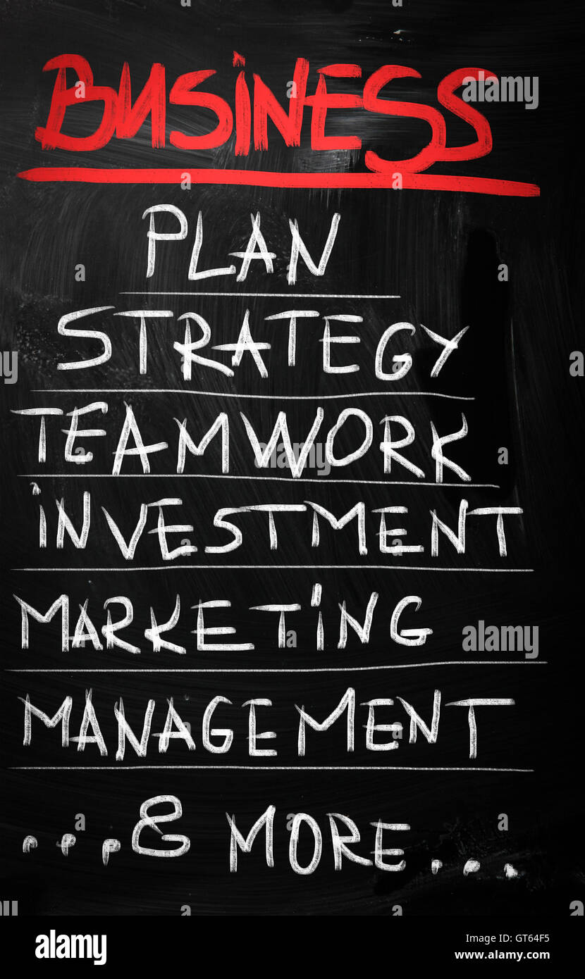 Business handwritten with white chalk on a blackboard Stock Photo - Alamy