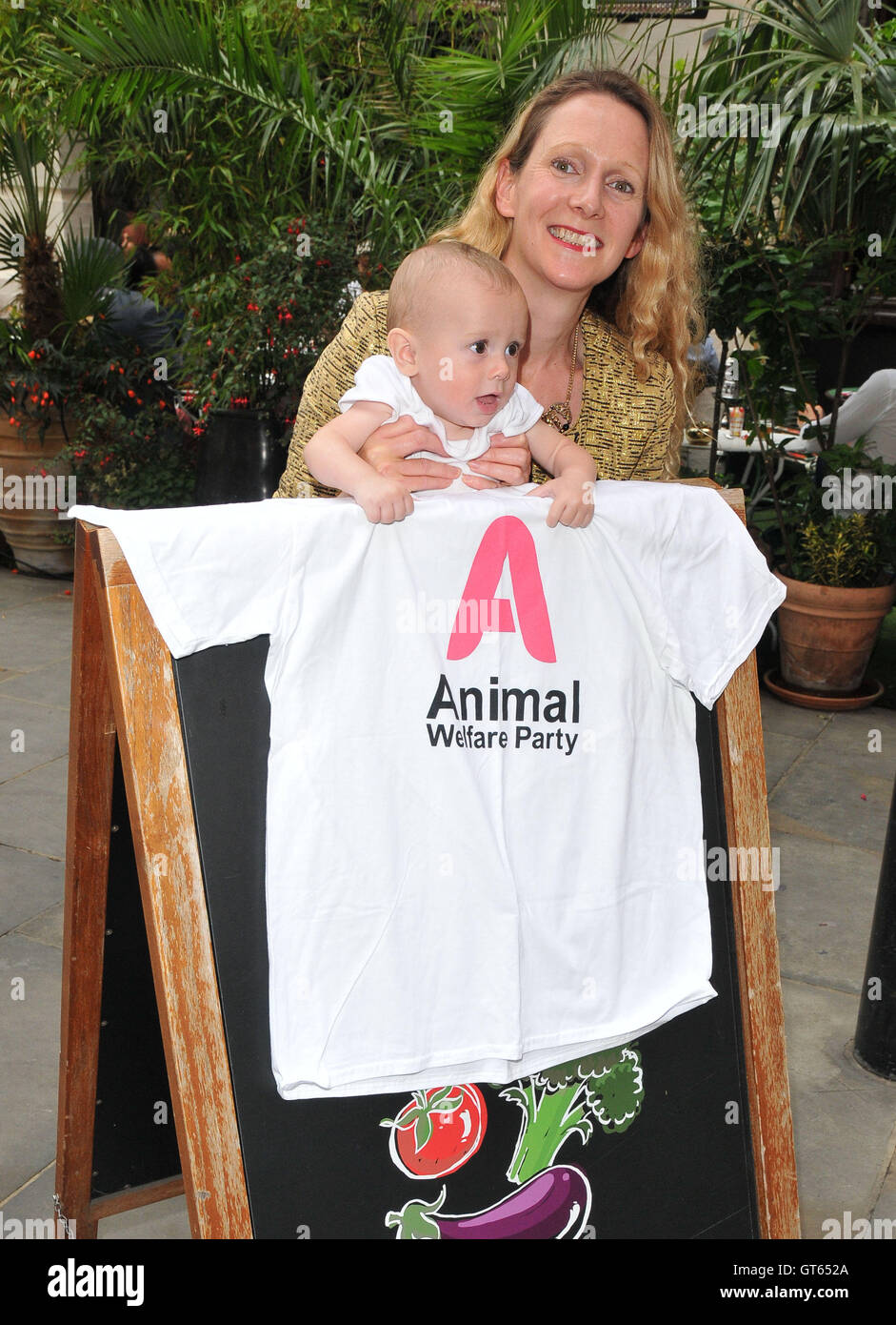 London, UK. Vanessa Hudson ( Animal Welfare Party leader ) & her baby ...