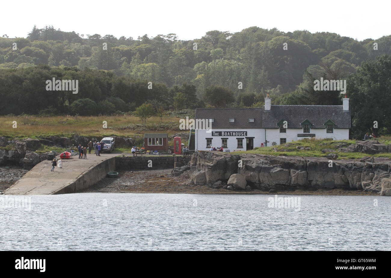 Ulva pier and the Boathouse Ulva Scotland September 2016 Stock Photo ...