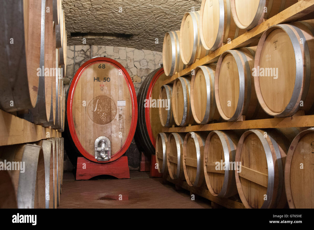Stacked oak barrels in winery hi-res stock photography and images - Alamy