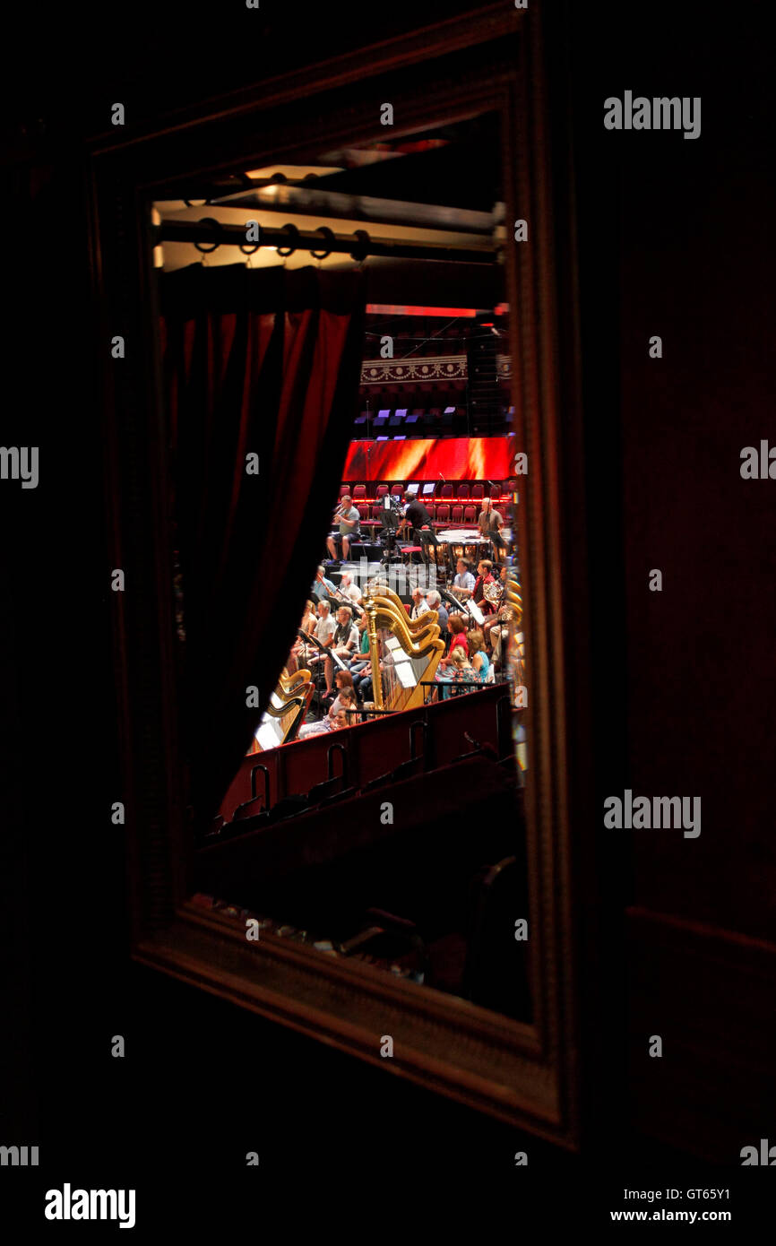 Reflection of an Orchestra rehearsing at the Royal Albert Hall Stock ...