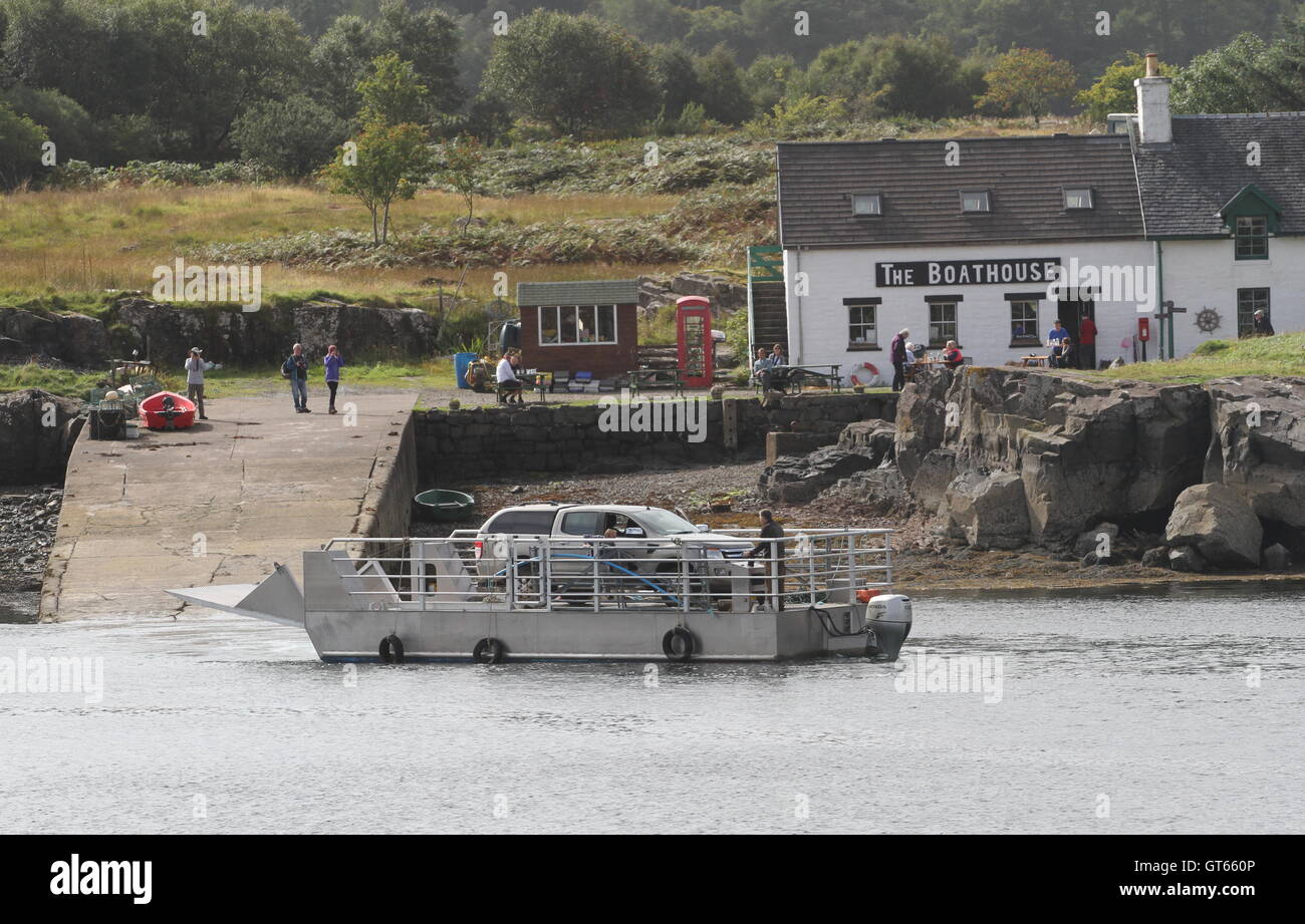 Single vehicle ferry for Isle of Ulva Scotland September 2016 Stock ...