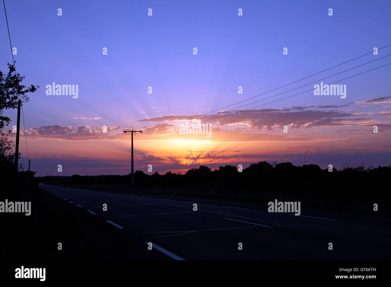 Road trip sunset Stock Photo - Alamy