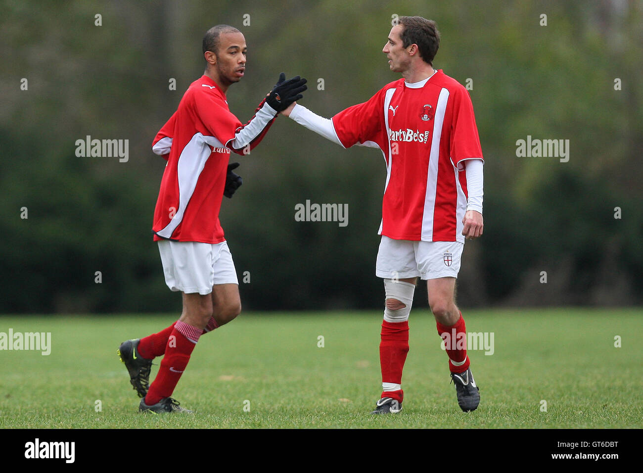 Hackney Os celebrate their second goal - Hackney Os (red) vs Birkbeck ...