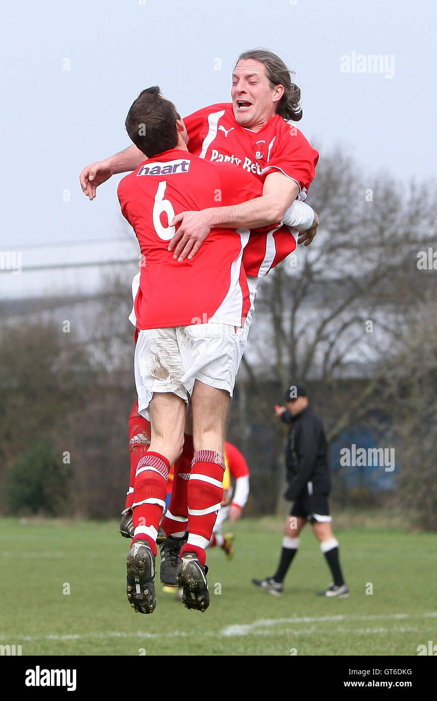 Hackney Os score their first goal and celebrate- Hackney Os (red/white ...