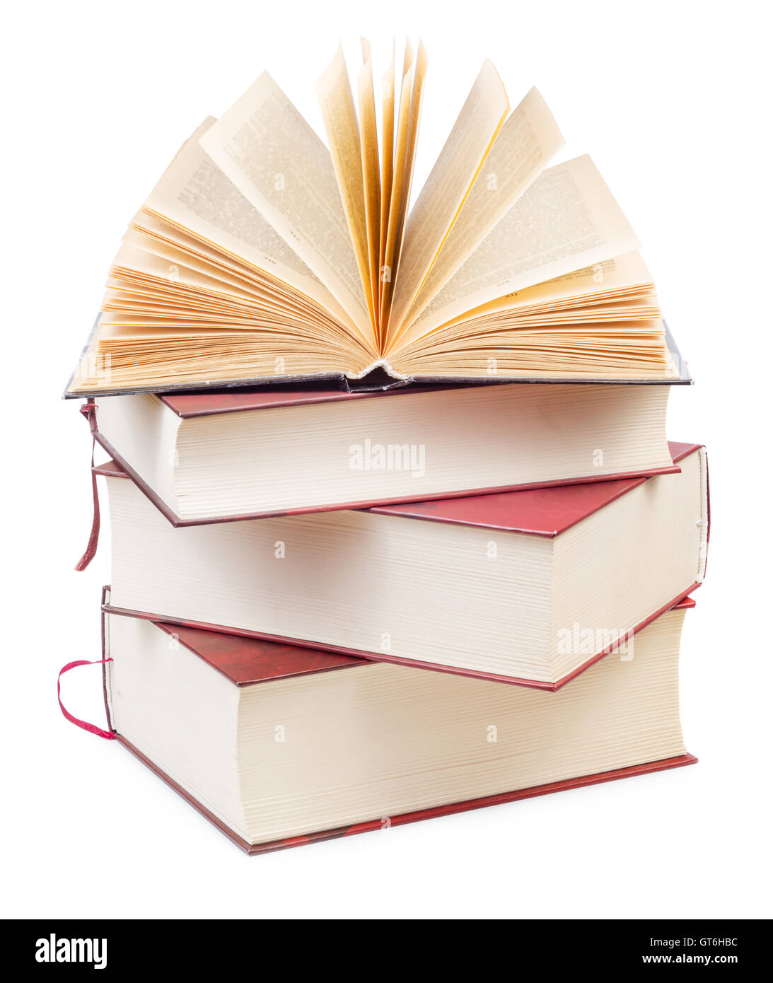 Stack of old thick books isolated on white background Stock Photo - Alamy