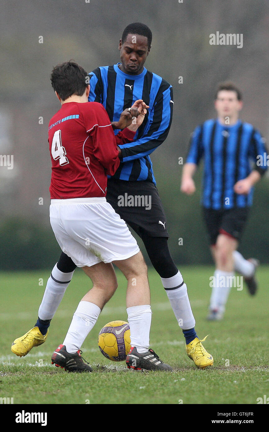 Maynell (blue/black stripes) vs Haggerston Nomads (maroon) - Hackney ...
