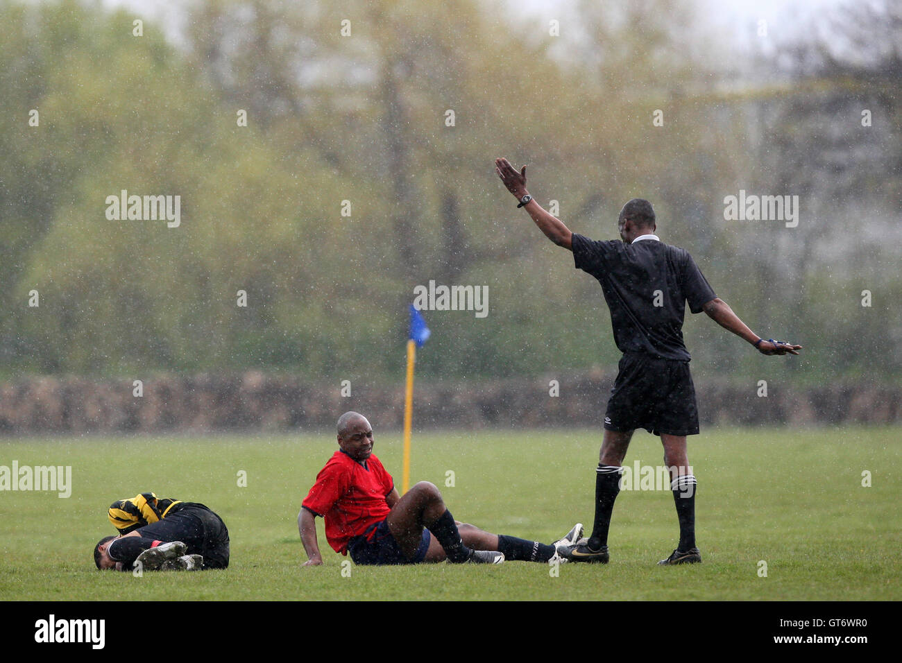 The match referee awards a free-kick during a Hackney & Leyton Sunday ...