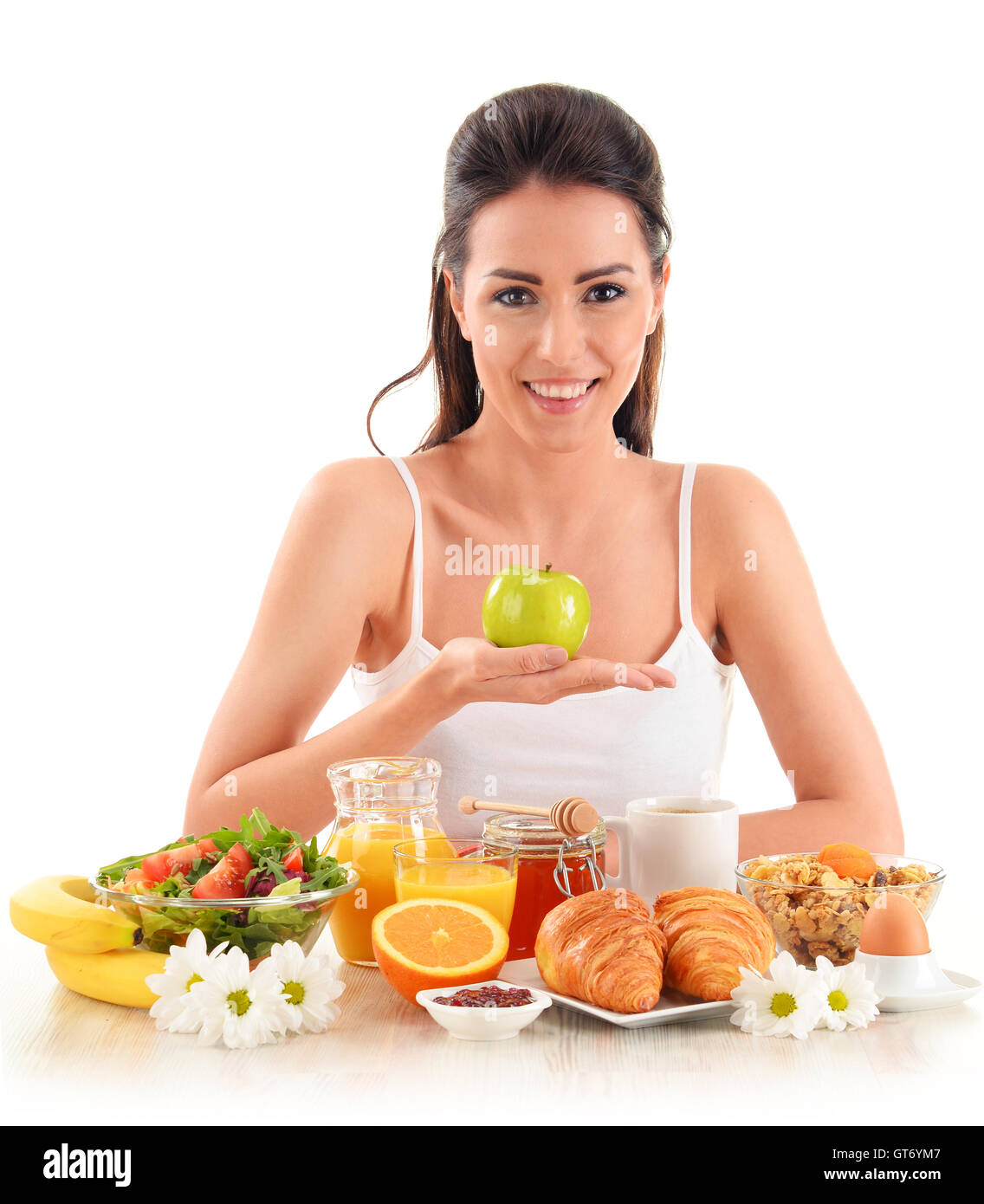 Young woman having breakfast. Balanced diet Stock Photo - Alamy