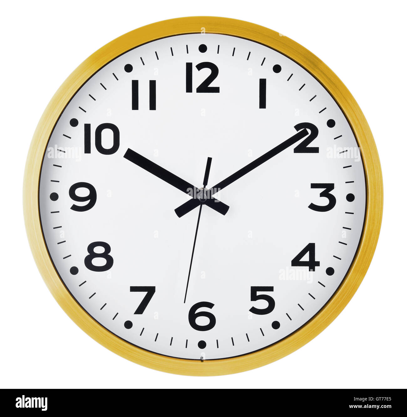 Wall clock isolated on white background. Ten past ten Stock Photo - Alamy
