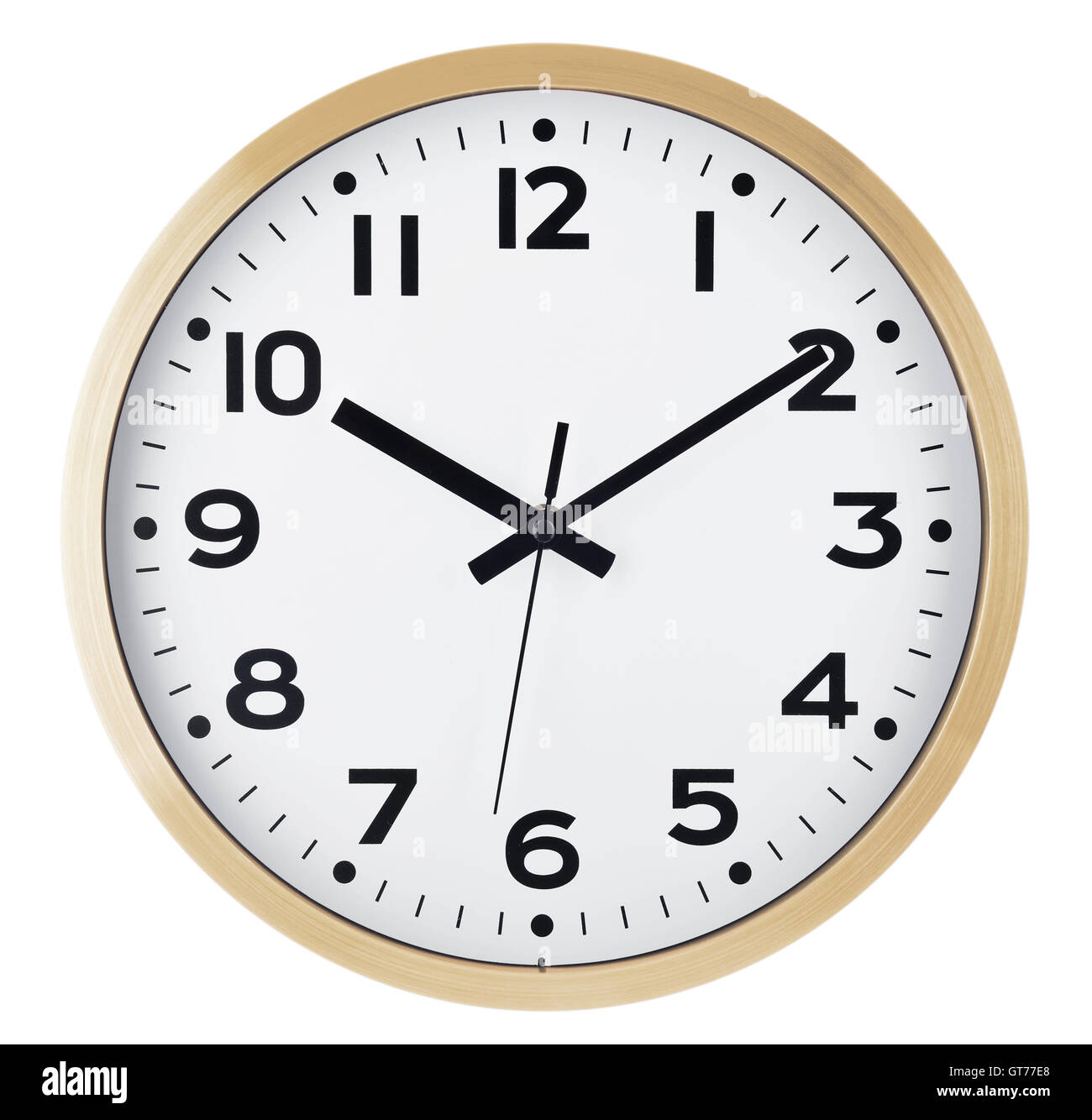 Wall clock isolated on white background. Ten past ten Stock Photo - Alamy
