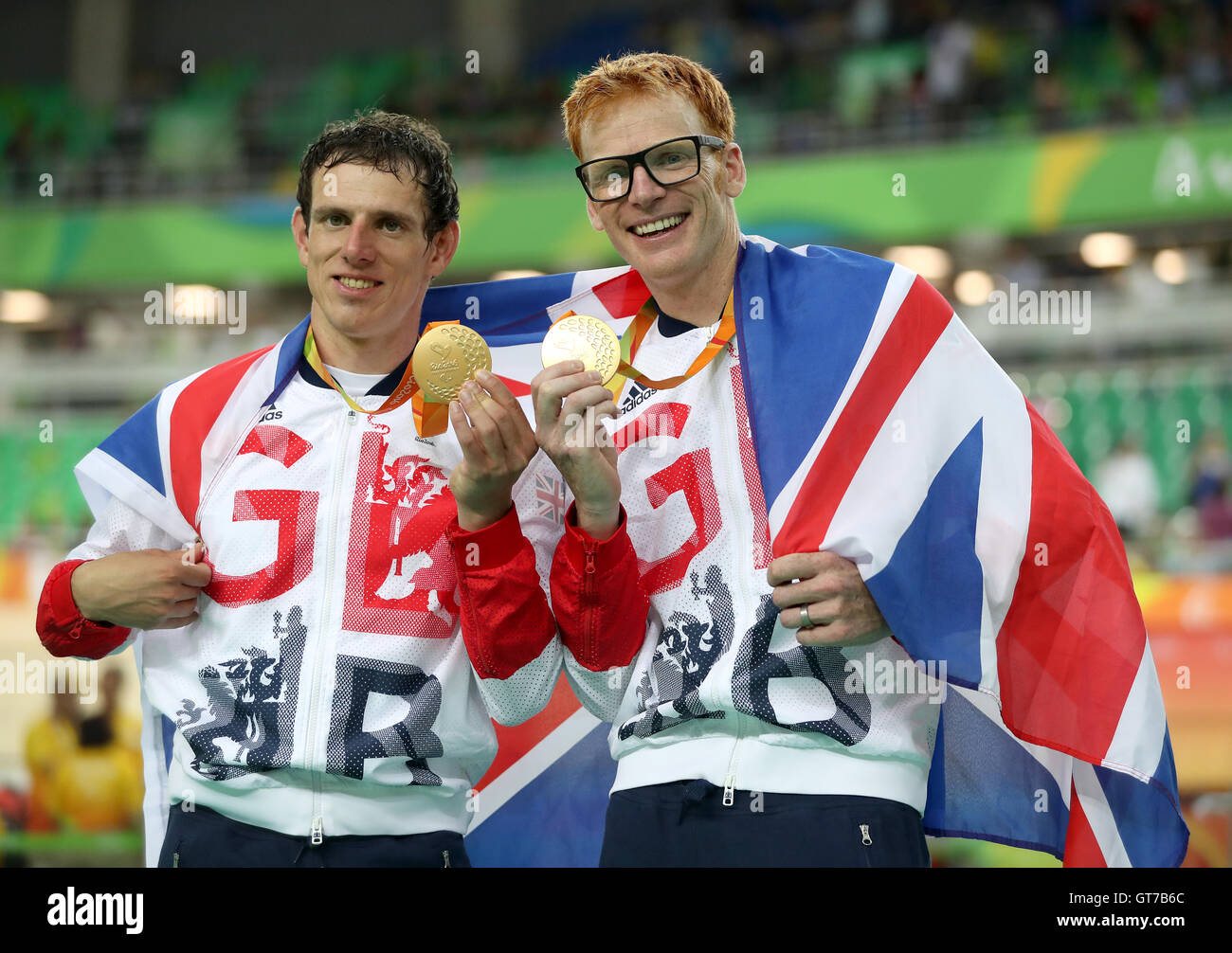 Great Britain's Steve Bate (right) and pilot Adam Duggleby celebrate on ...